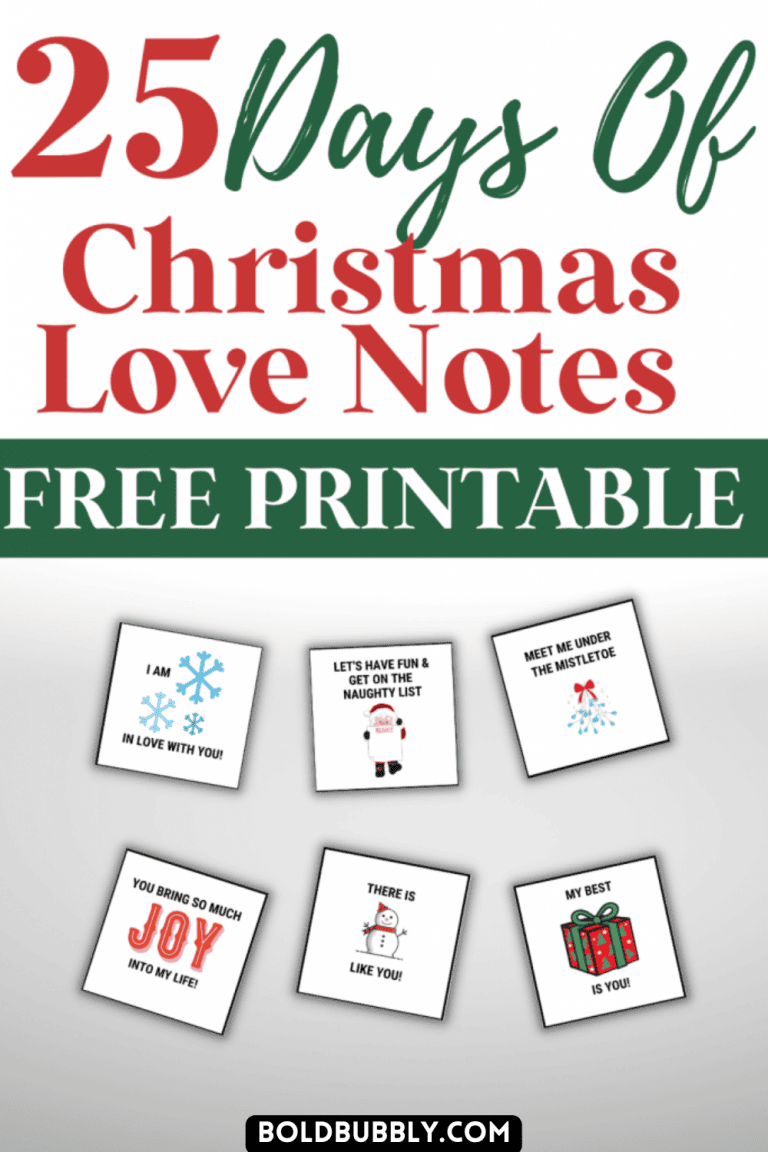 25 Days Of Christmas Love Notes For Him and Her - Bold & Bubbly