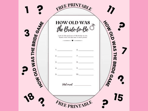 How Old Was The Bride Game + Free Printable - Bold & Bubbly